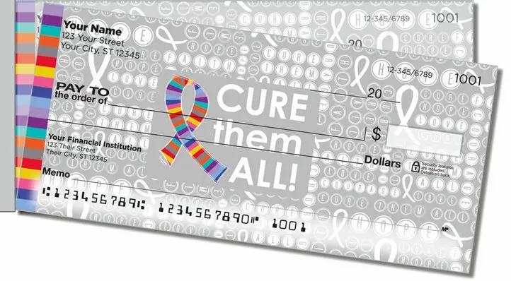 Cancer Cure Them All Side Tear Personal Checks - Personal Checks