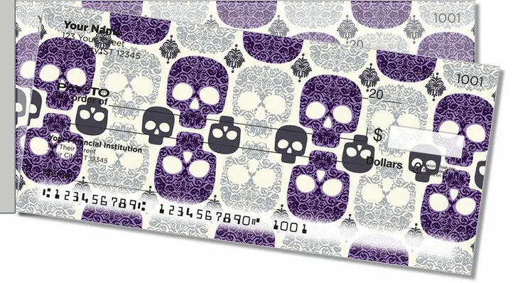 Damask Skull Side Tear Personal Checks - Personal Checks
