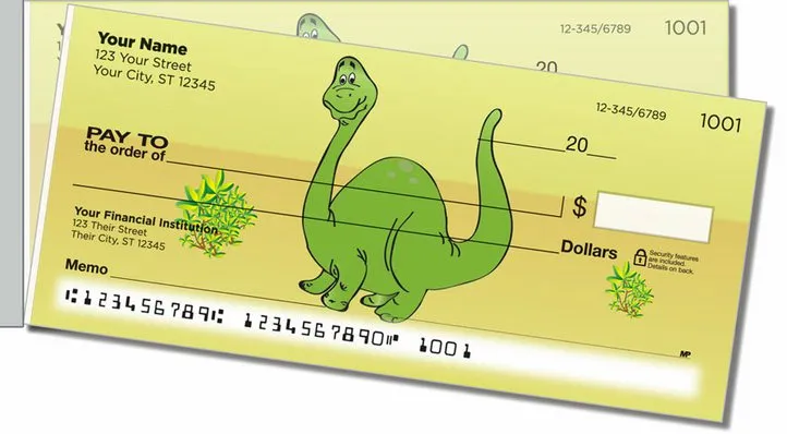 Dinosaur Side Tear Personal Checks - Personal Checks