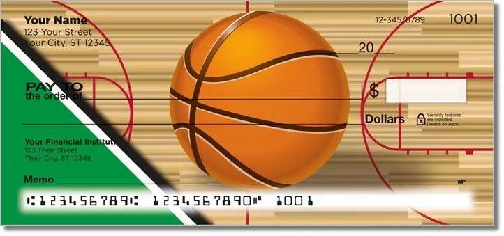 Green and Black Basketball Personal Checks - Personal Checks