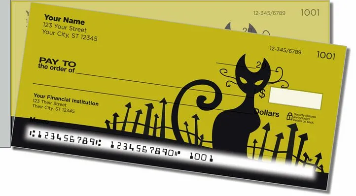 Kitty Noir Side Tear Personal Checks - Personal Checks