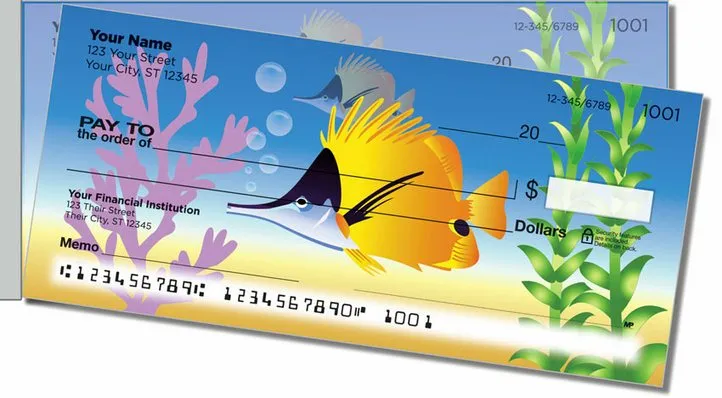 Tropical Fish Side Tear 2 Personal Checks - Personal Checks